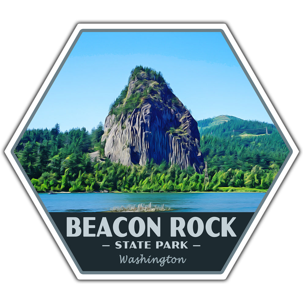 Beacon Rock State Park Sticker (Beacon Rock) - Hex – Just Go Travel Studios