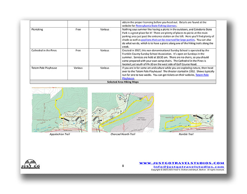 Caledonia State Park Itinerary (Digital Download) – Just Go Travel Studios