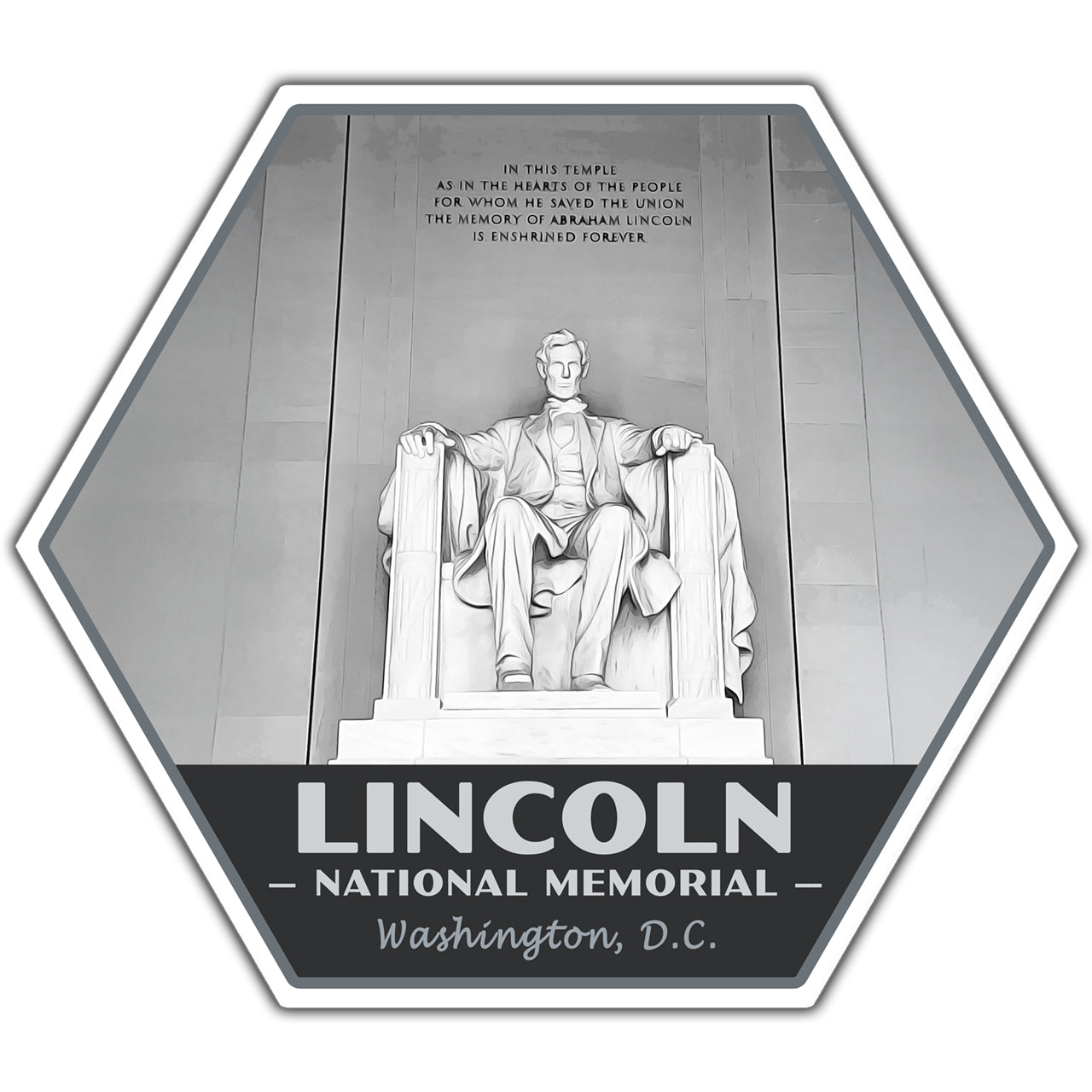 Lincoln National Memorial Sticker (Lincoln) - Hex – Just Go Travel Studios