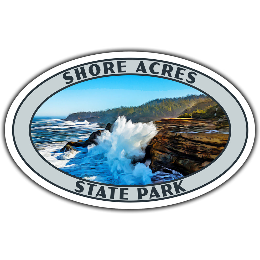 Shore Acres State Park Sticker (Daytime Waves) – Just Go Travel Studios
